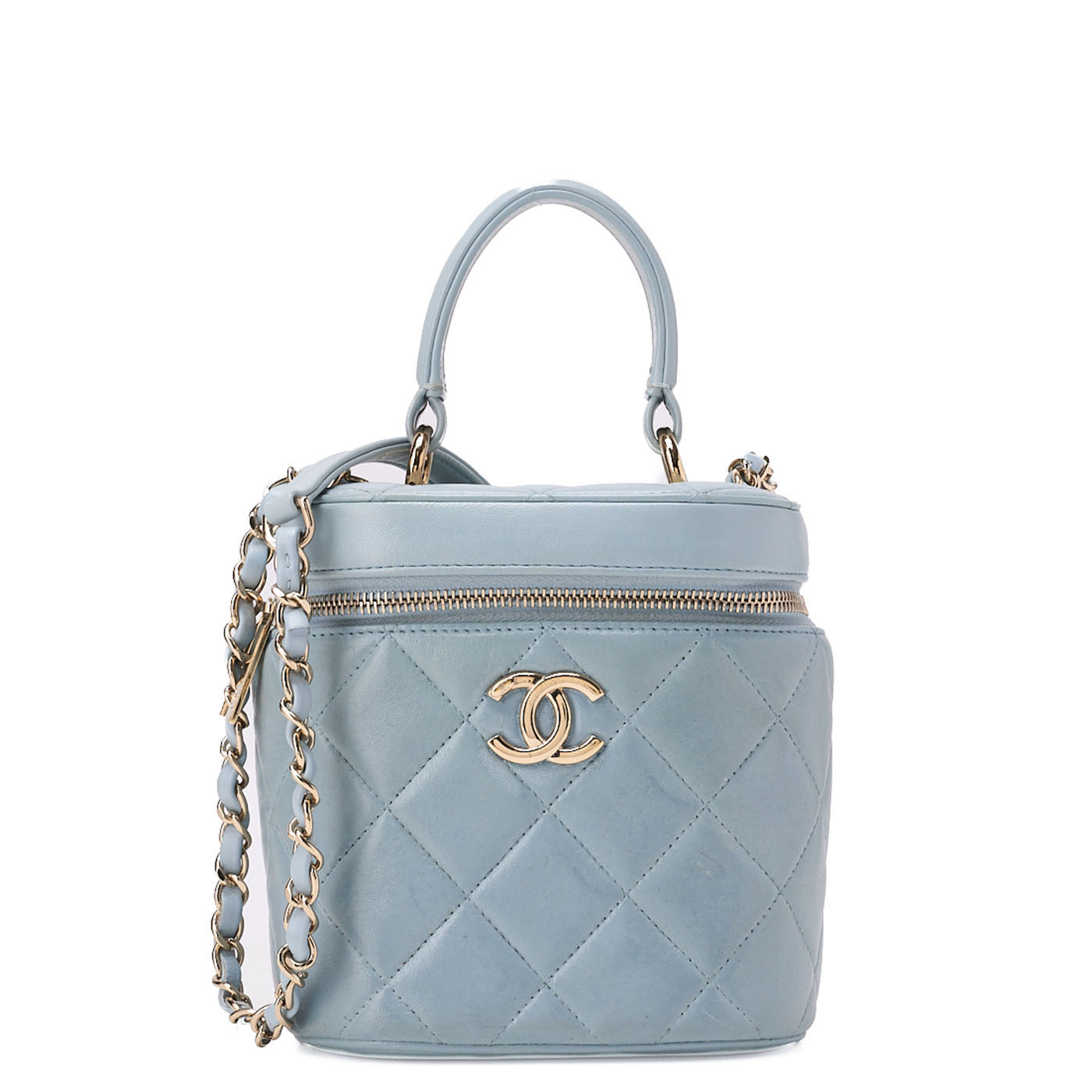CHANEL Coco Mark Circle Coco Drawstring Shoulder Bag Lambskin White Go ...