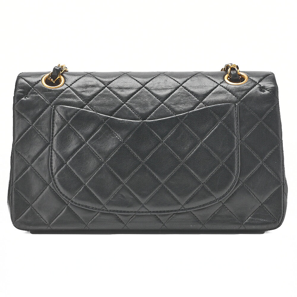 CHANEL Matlassse Double Flap 23cm Chain Shoulder Lambskin Black Gold F ...