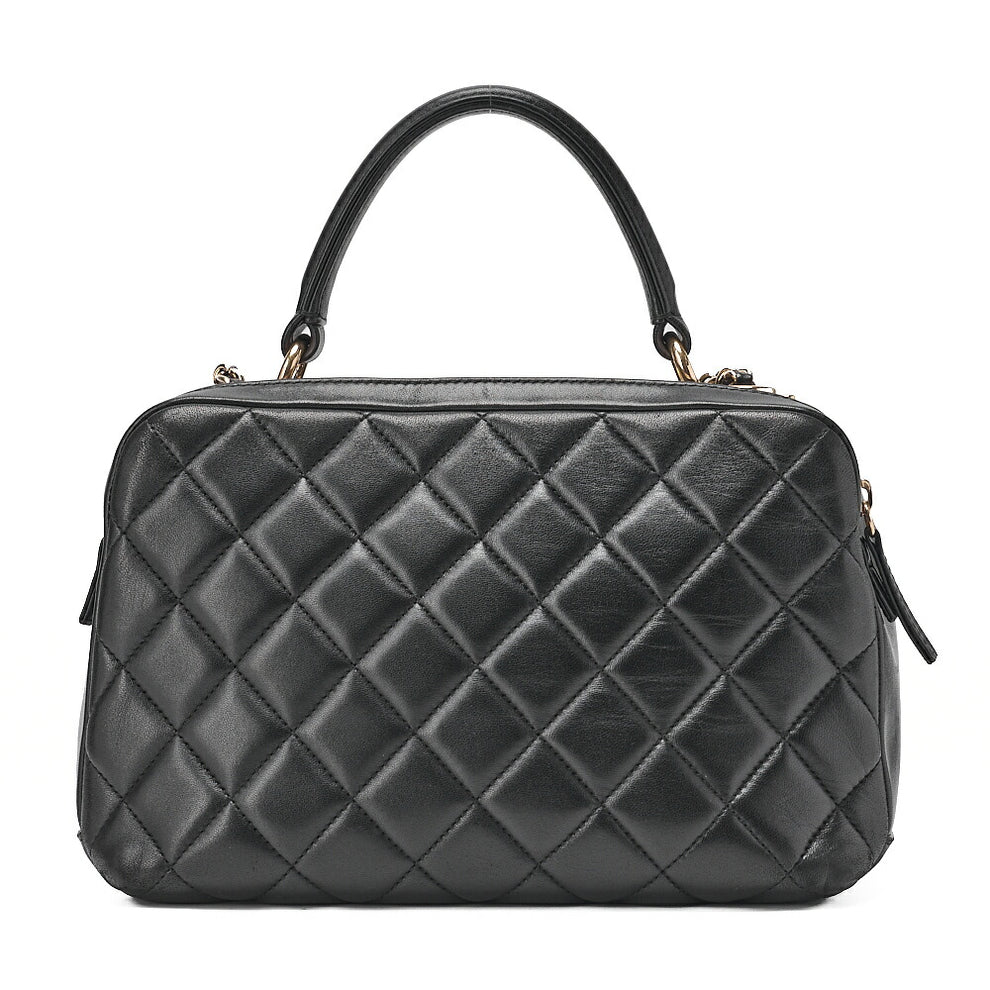 CHANEL Chima Trasse 2WAY CC Trendy Chain Shoulder Handbag Lambskin Bla ...