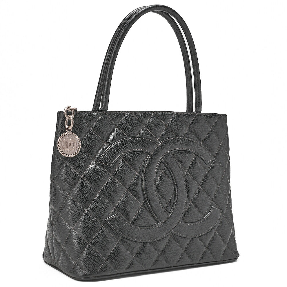 CHANEL Matelasse Reprint Tote Caviar Skin Black (Silver-Tone Hardware ...